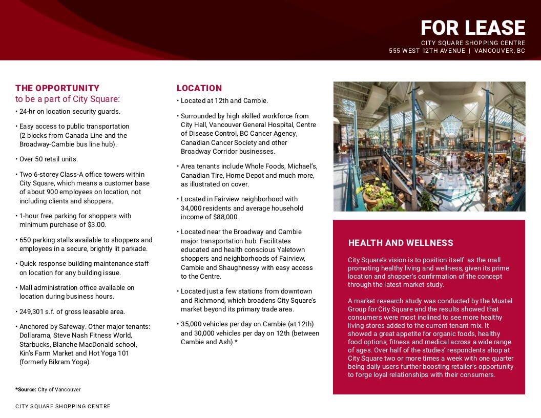 Leasing Information - City Square Mall